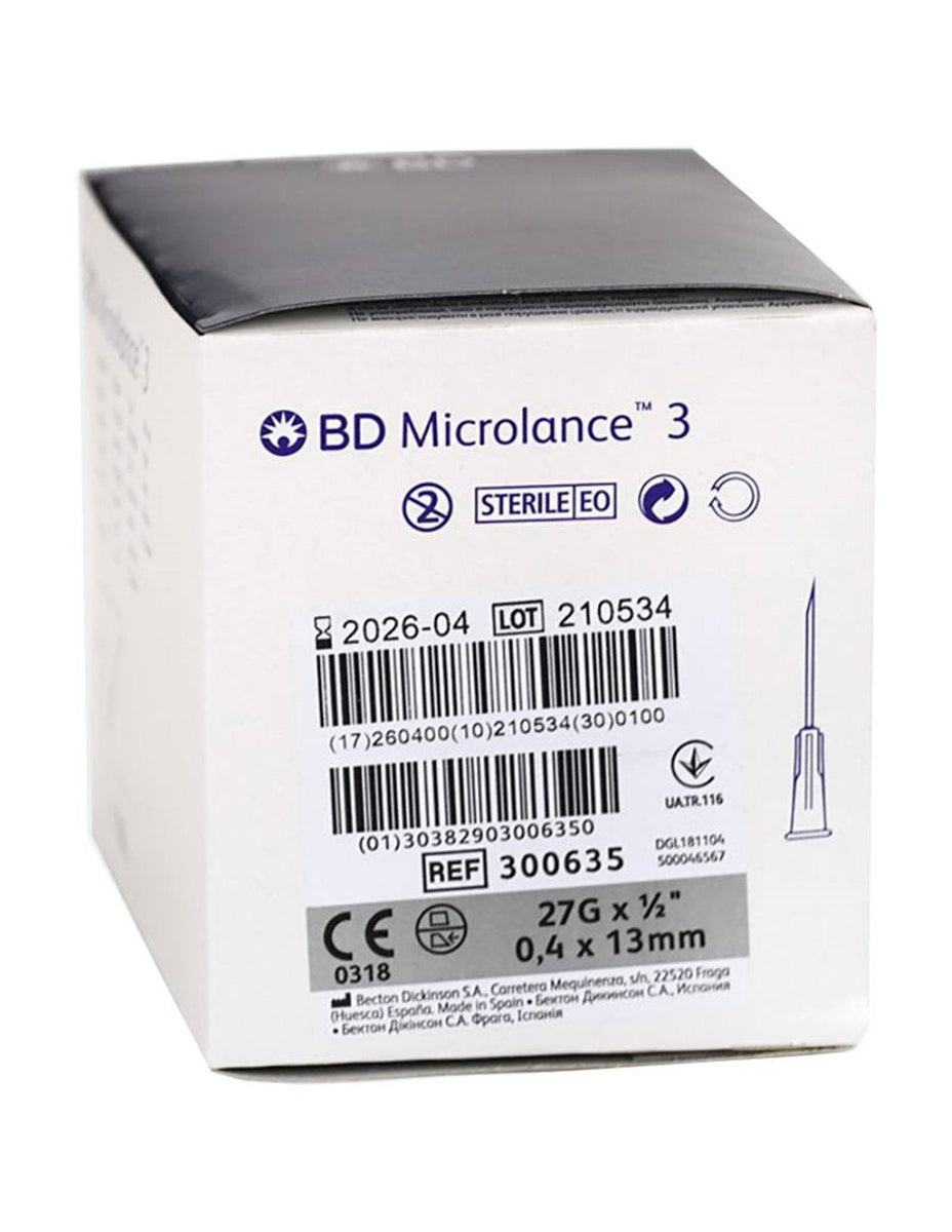 BD Microlance Needles Grey 27g x 0.5 inch - Box of 100 (Ref: 300635) – All Day Veterinary Supplies
