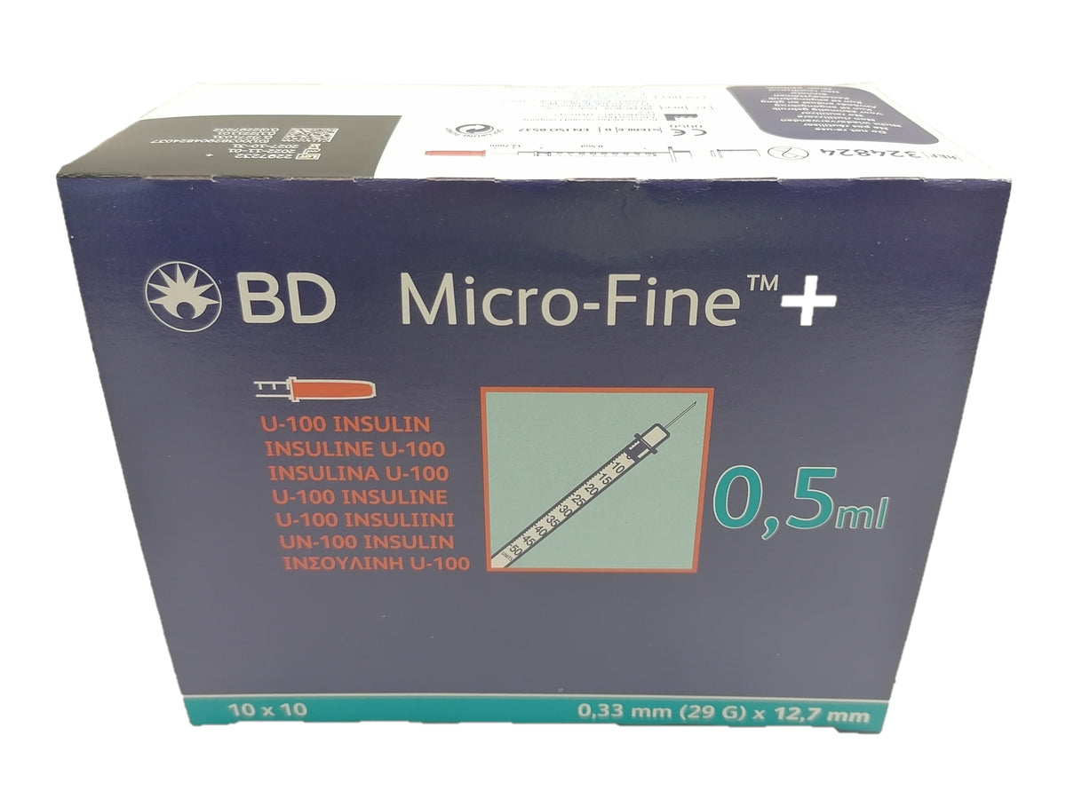 BD Micro-Fine Plus U100 0.5ml Syringe 0.33mm (29G) x 12.7mm - Box of 1 ...