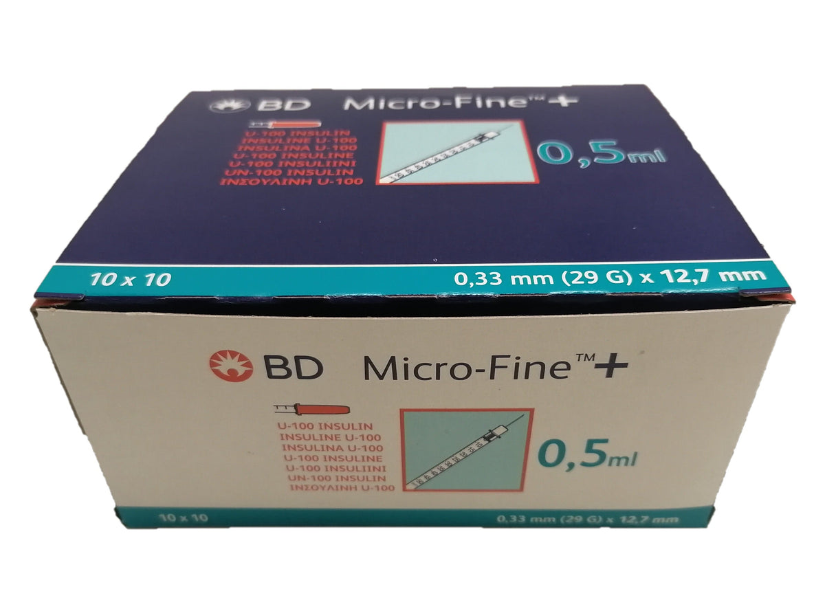 BD Micro-Fine Plus U100 0.5ml Syringe 0.33mm (29G) x 12.7mm - Box of 1 ...