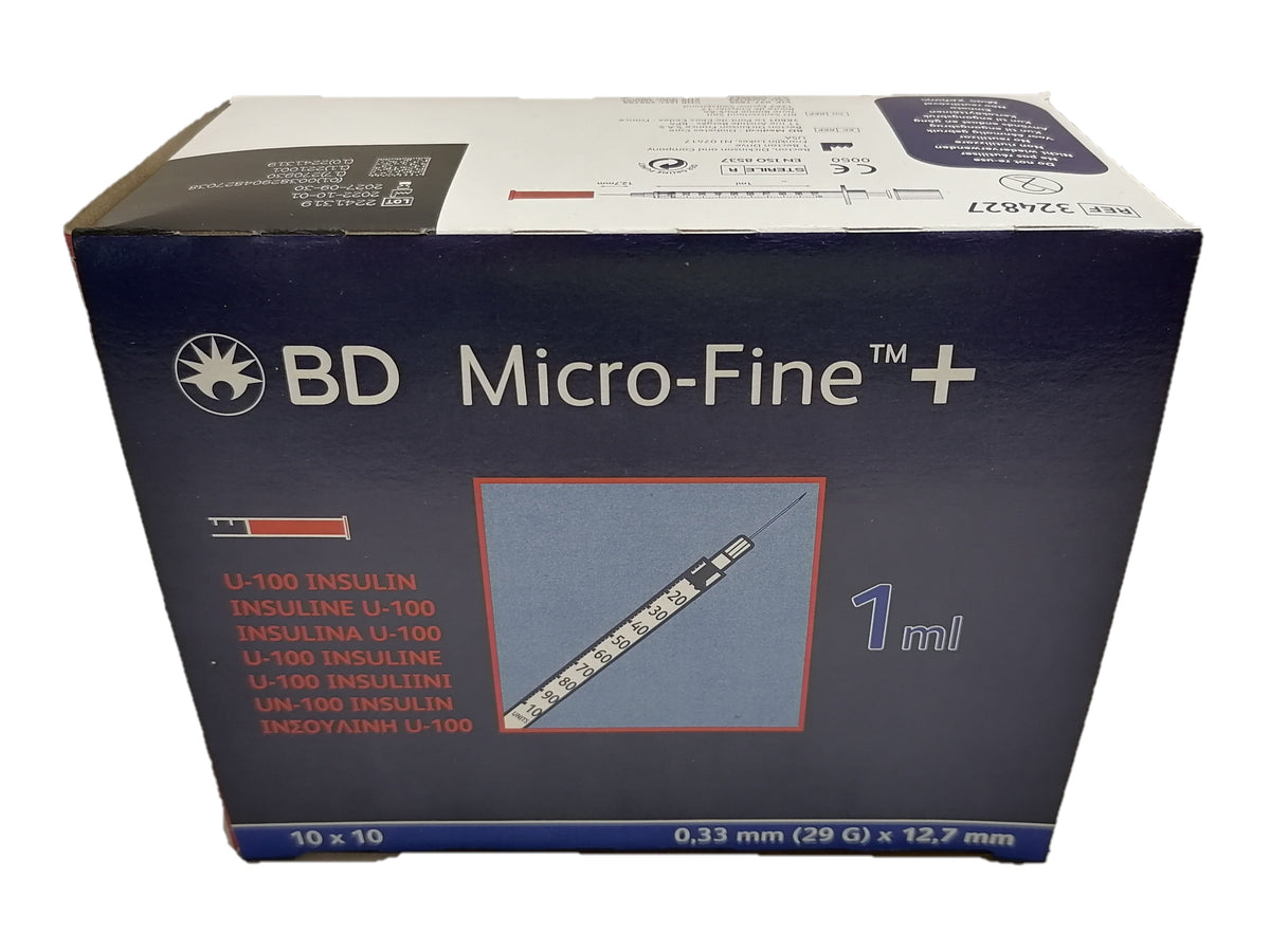 BD Micro-Fine Plus U100 1ml Syringe 0.33mm (29G) x 12.7mm - Box of 100 ...