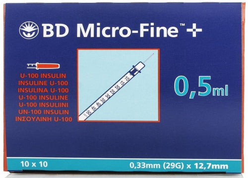 BD Micro-Fine Plus U100 0.5ml Syringe 0.33mm (29G) x 12.7mm - Box of 1 ...