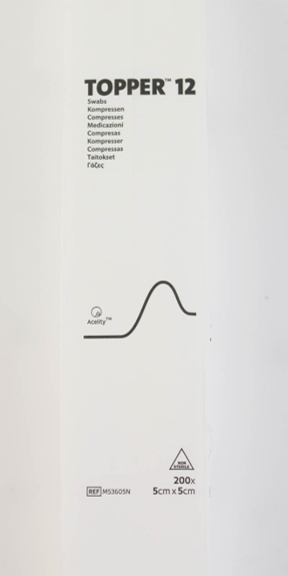 J&J Topper 12 Non Sterile Gauze Swabs 5cm x 5cm 12ply - Pack of 200 (R ...