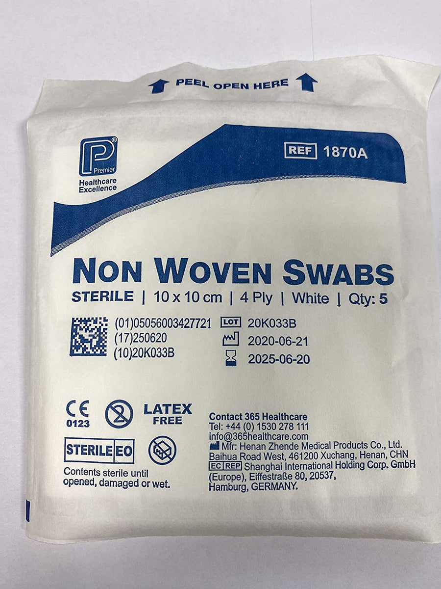 Premier Sterile Non Woven Swabs 10cm x 10cm 4ply - Pack of 40 (Ref: 18 ...