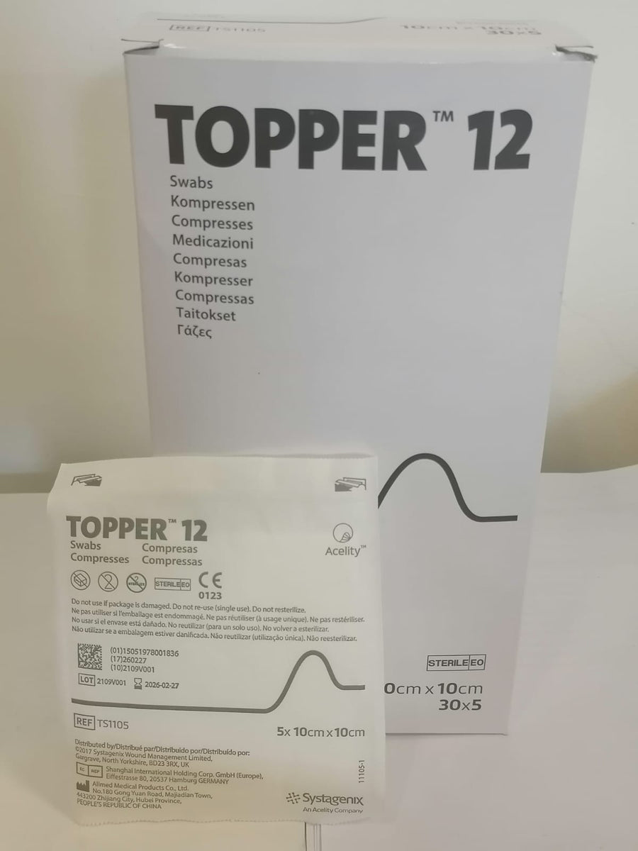 J&J Topper 12 Sterile Gauze Swabs 10cm x 10cm - Box of 30x5 (Ref: TS11 ...