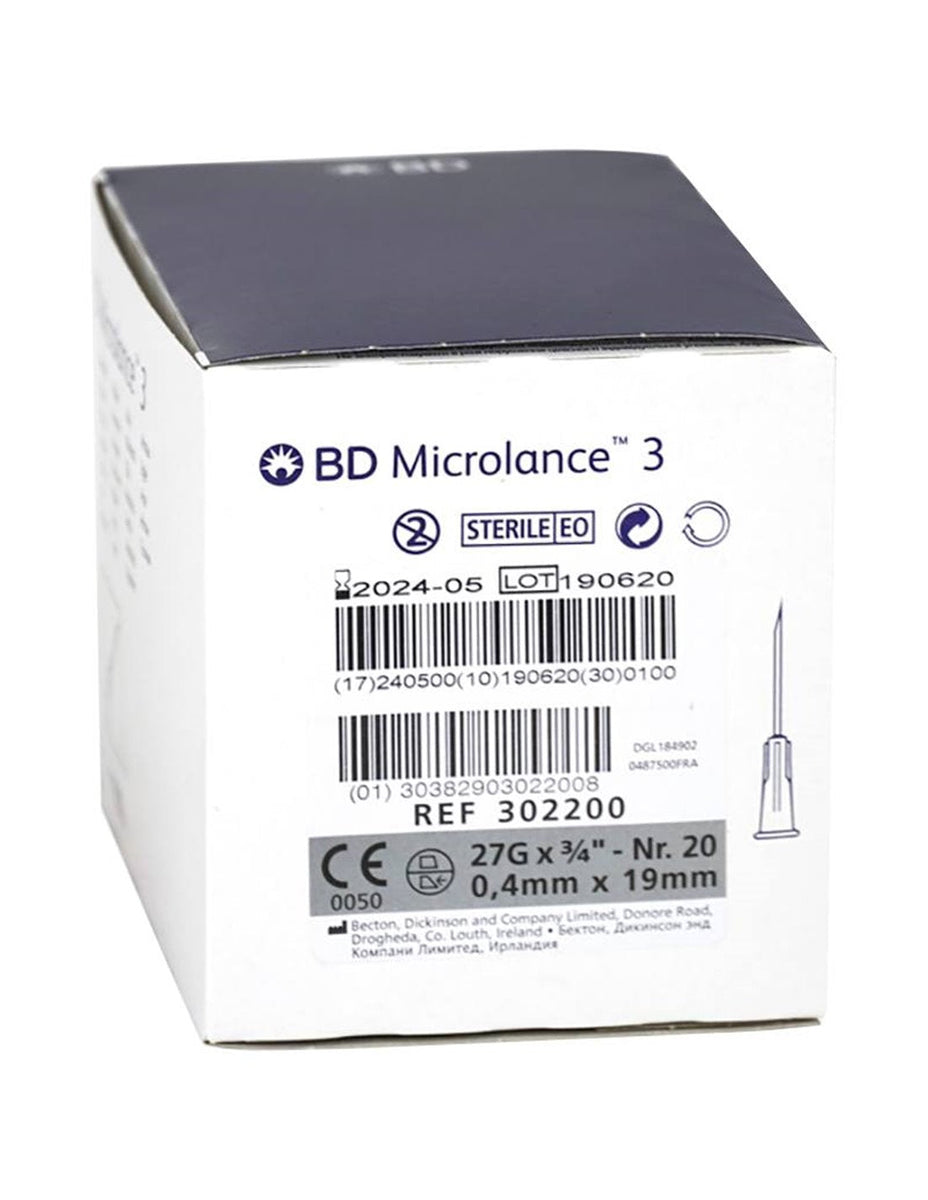 BD Microlance Needles Grey 27g x 0.75 inch - Box of 100 (Ref: 302200 ...