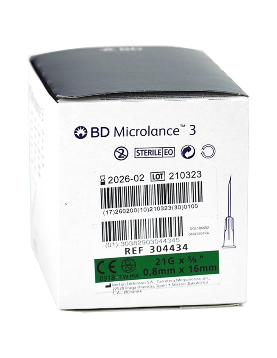 BD Microlance Needles Green 21g x 5/8 inch - Box of 100 (Ref: 304434 ...